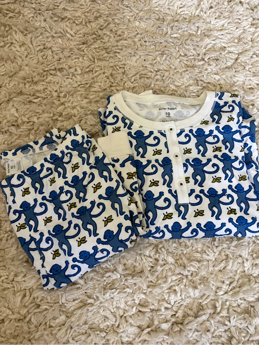 Roller Rabbit | Pajamas | Roller Rabbit Kids White And Blue Monkey ...